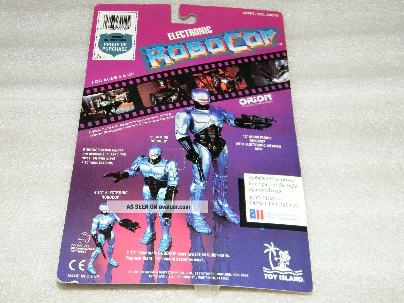Rare Vintage MOC ROBOCOP Figure Electronic Weapon Arm Toy Island 1993 ...