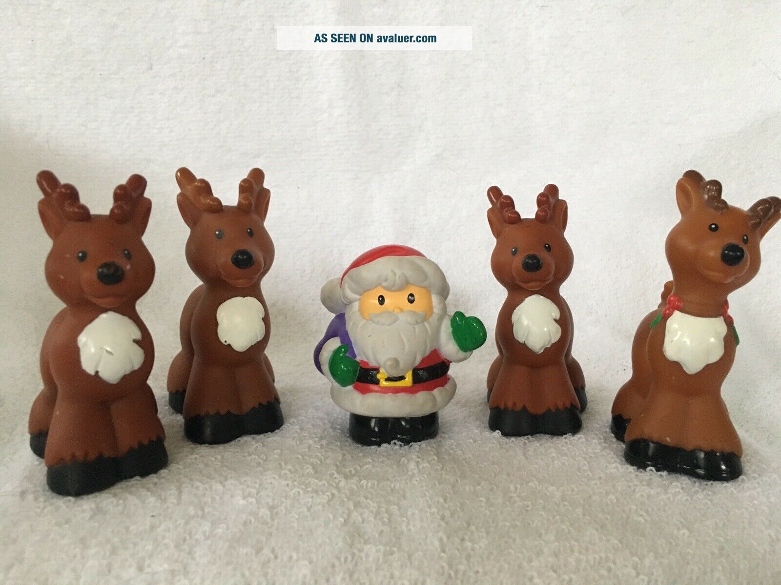 Fisher Price Little People SANTA & 4 CHRISTMAS REINDEER Figures | #8943692