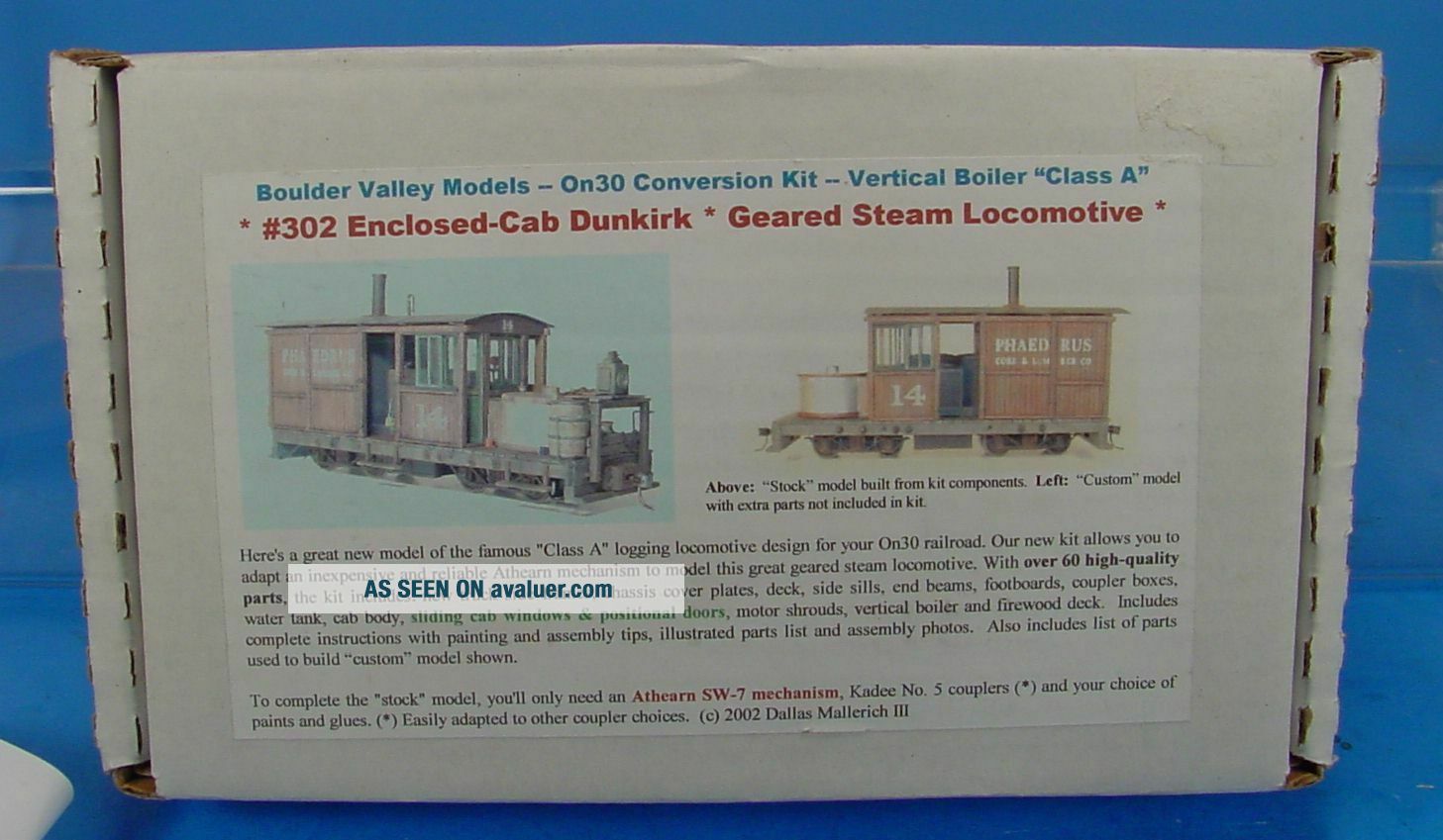 On30 BOULDER VALLEY MODELS 302 DUNKIRK GEARED STEAM LOCOMOTIVE WITH ...