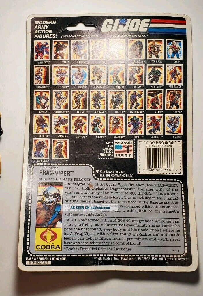 1989 GI Joe Frag Viper Nearly Complete Full Uncut File Card | #8990347