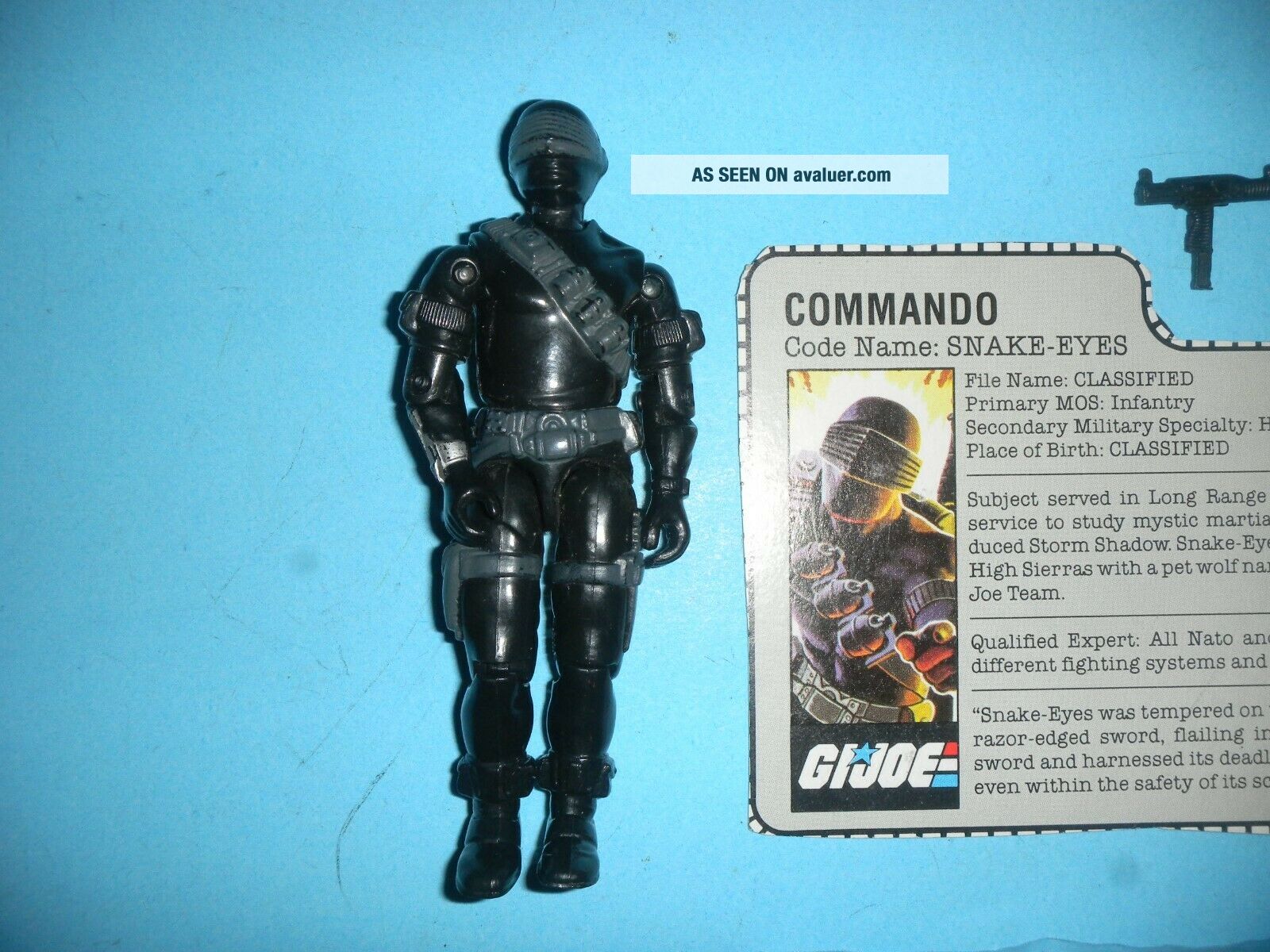 1985 GI Joe Snake Eyes Army Commando V2 Figure W/ Grey File Card Not ...