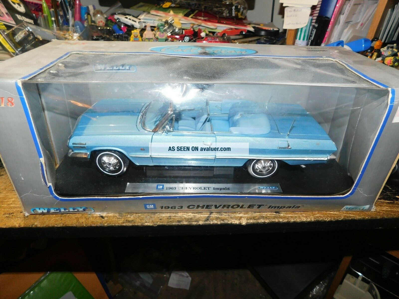 1963 WELLY CHEVROLET IMPALA 1/18 DIECAST COLLECTORS CAR BLUE RARE ...