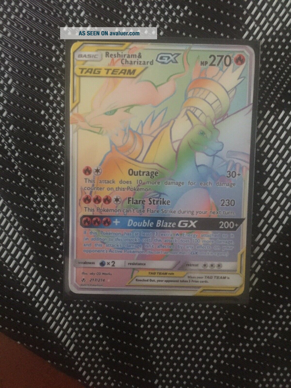 Reshiram & Charizard GX Rainbow Pokemon Proxy Card | #9047244