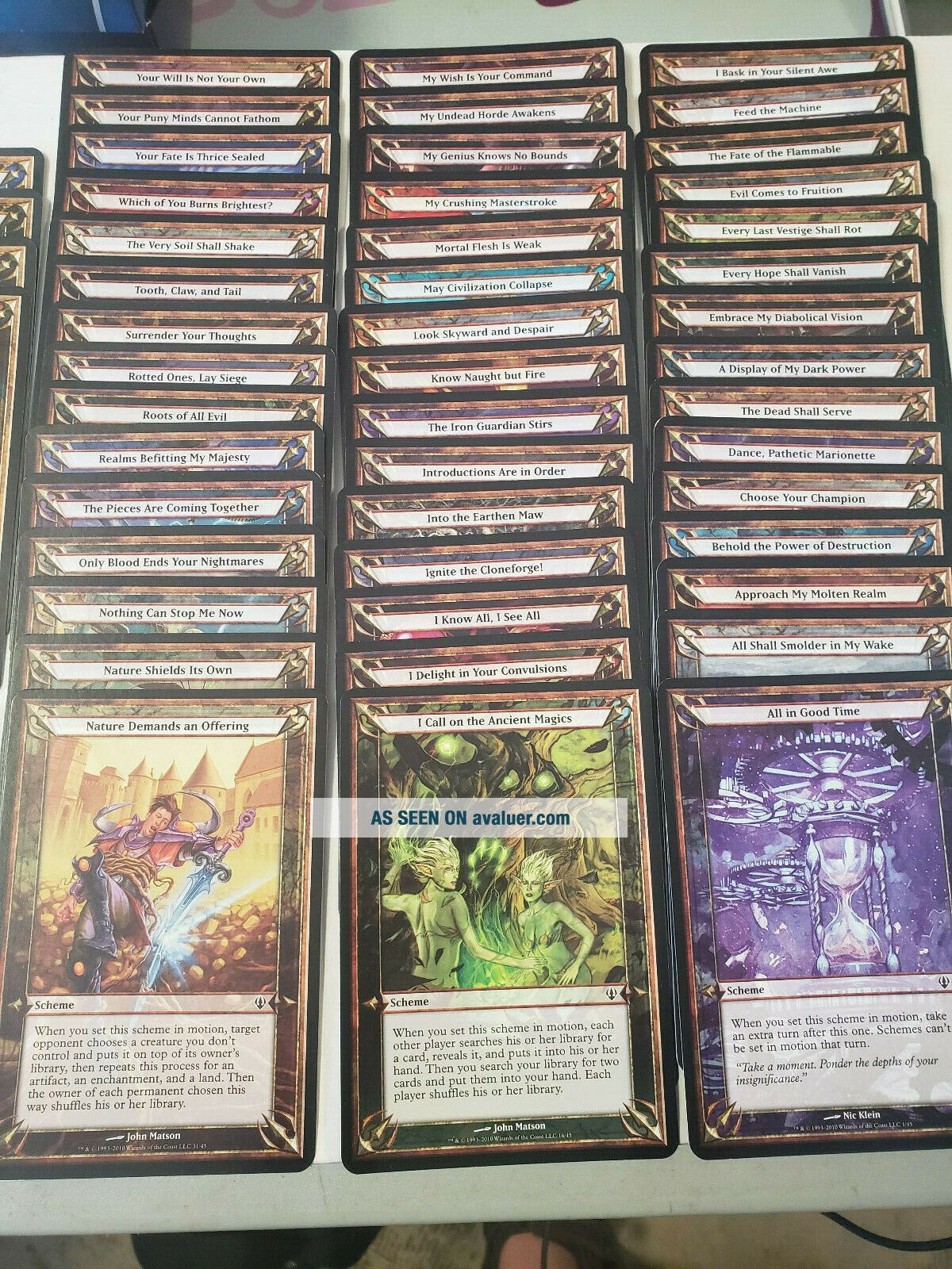 MTG Archenemy Complete Set Of 45 Scheme Cards With 4 Different Promos ...