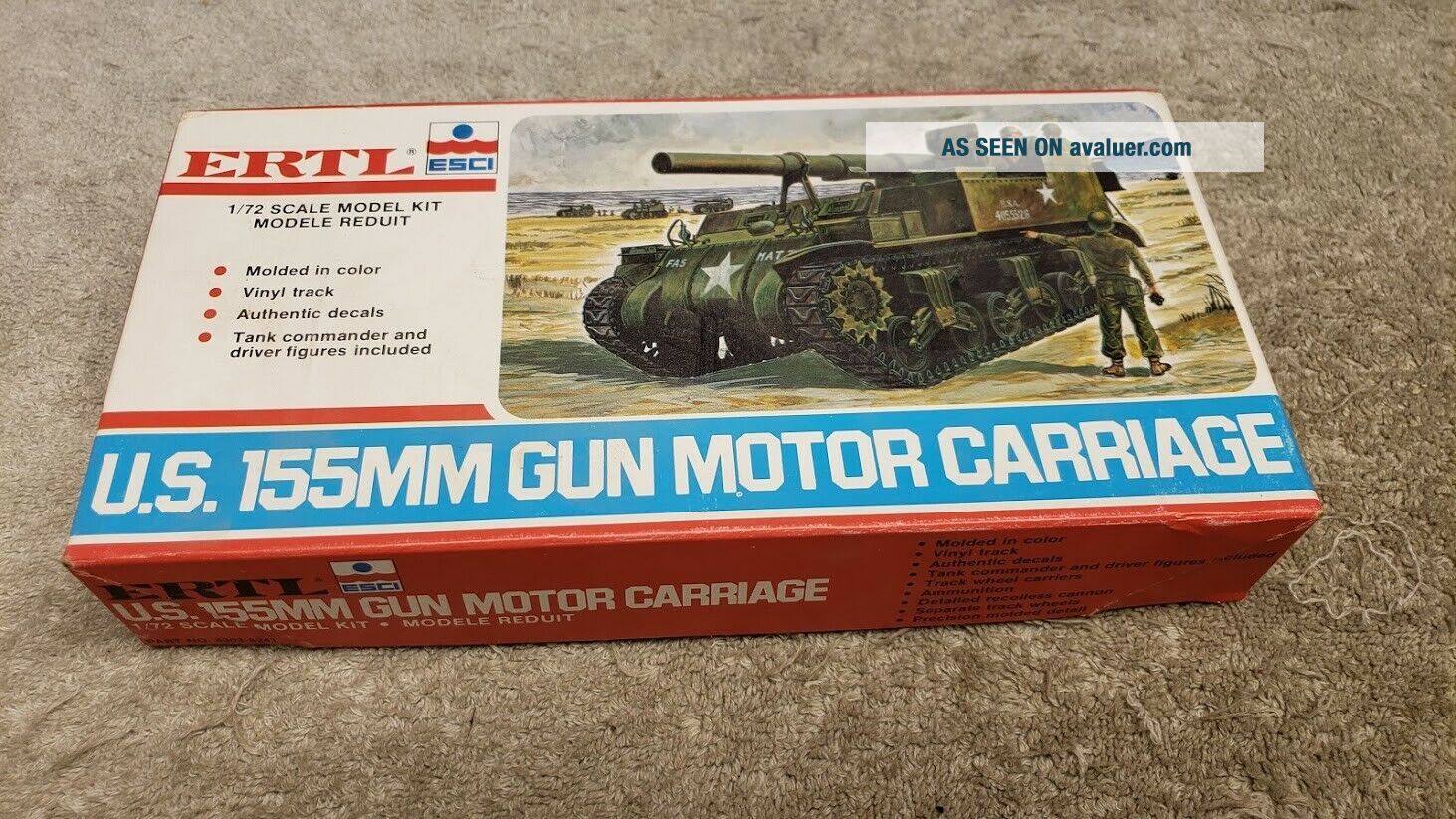Vintage ESCI U. S. 155MM Gun Motor Carriage Plastic Model Kit 1/72 ...