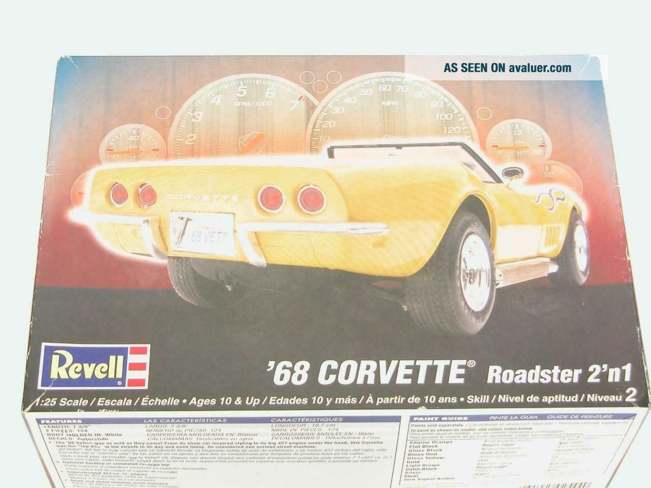 1/25 Revell 1968 68 Corvette Roadster 2n1 Plastic Scale Model Kit ...