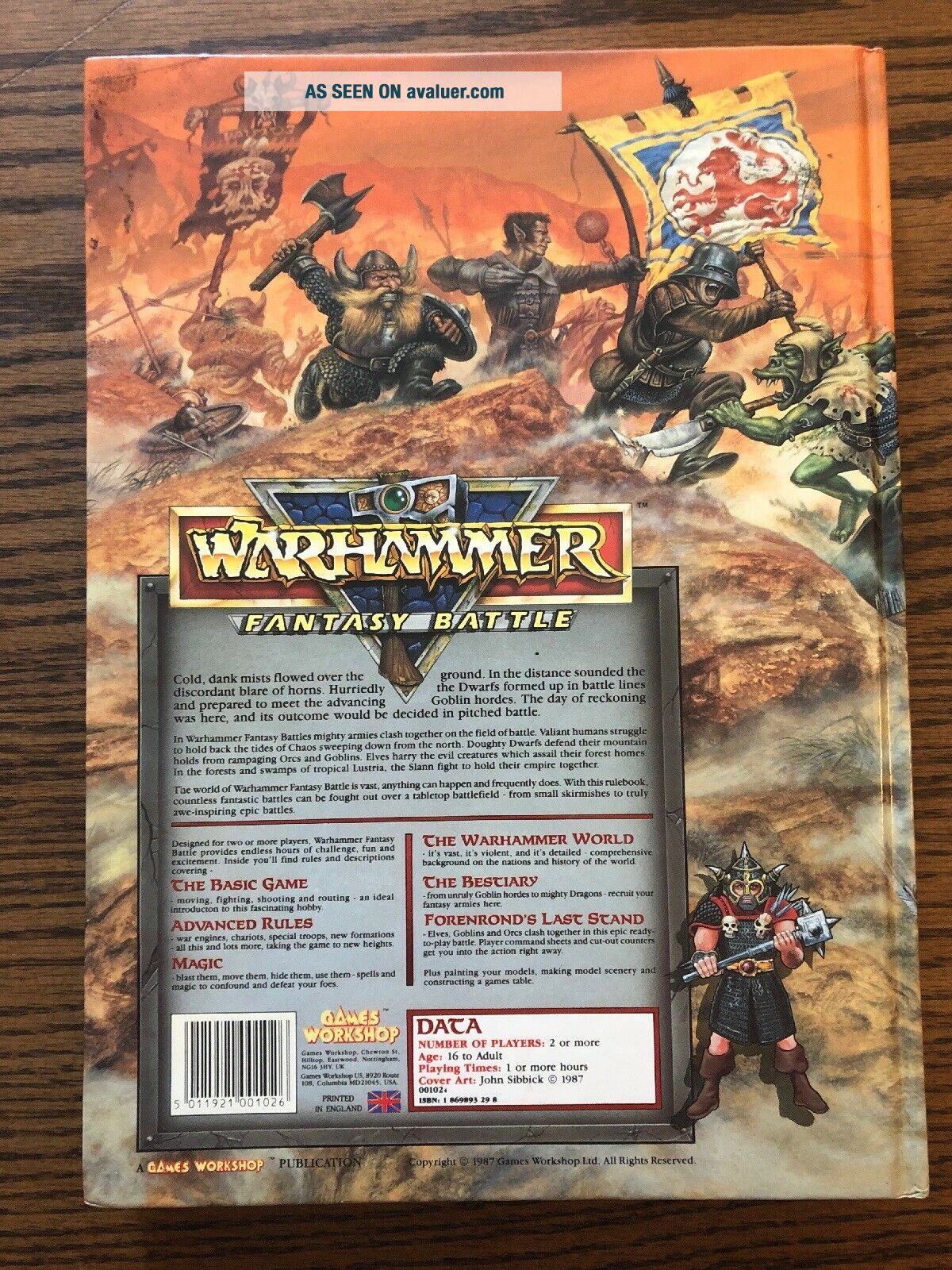 1987 Games Workshop Warhammer Fantasy Battle Tabletop Rule Book 3rd ...
