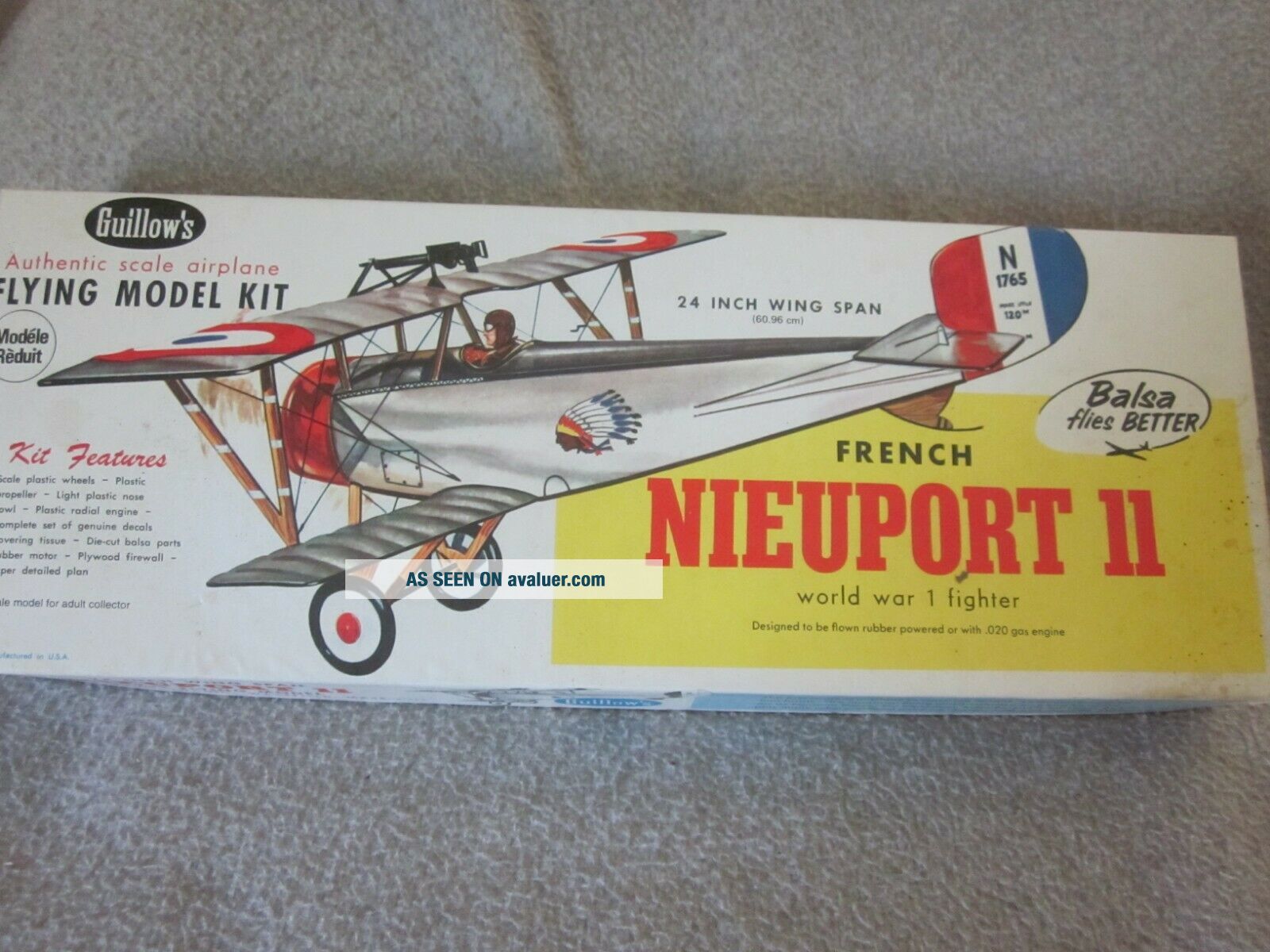 FRENCH NIEUPORT II GUILLOW ' S BALSA AIRPLANE FLYING MODEL KIT | #9359633