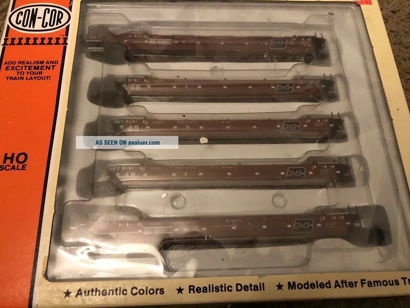 HO Scale Concor Burlington Northern BN BNSF 48 Ft Twim Stack 5 - Pack ...