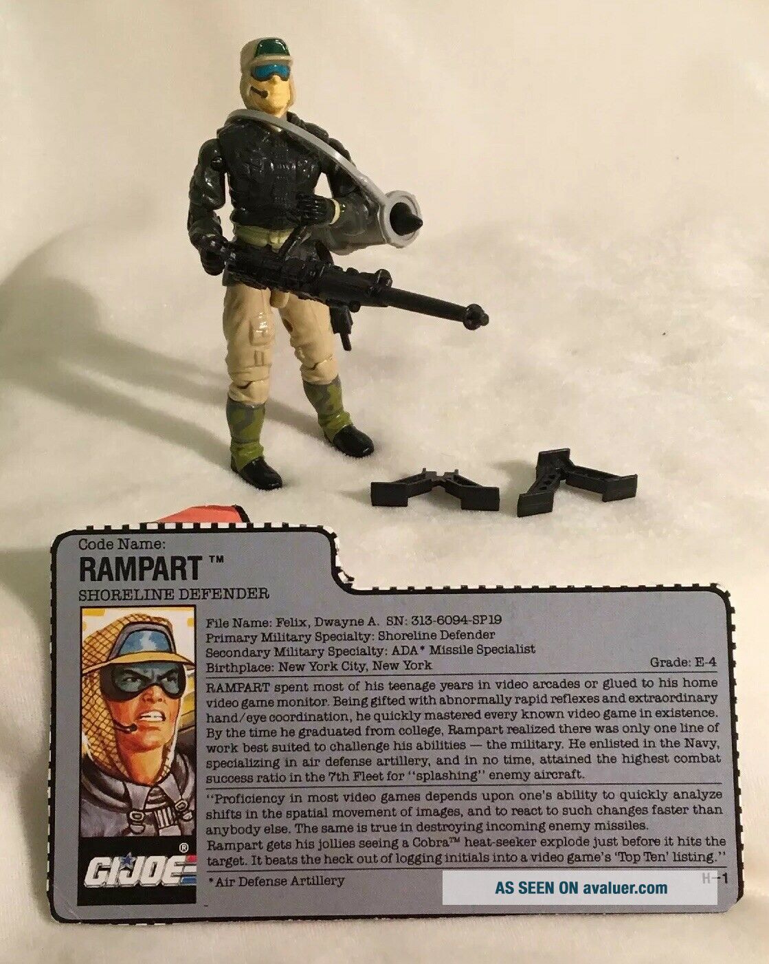 GI Joe Rampart Figure COMPLETE W/Guns Missiles Launcher & File Card ...