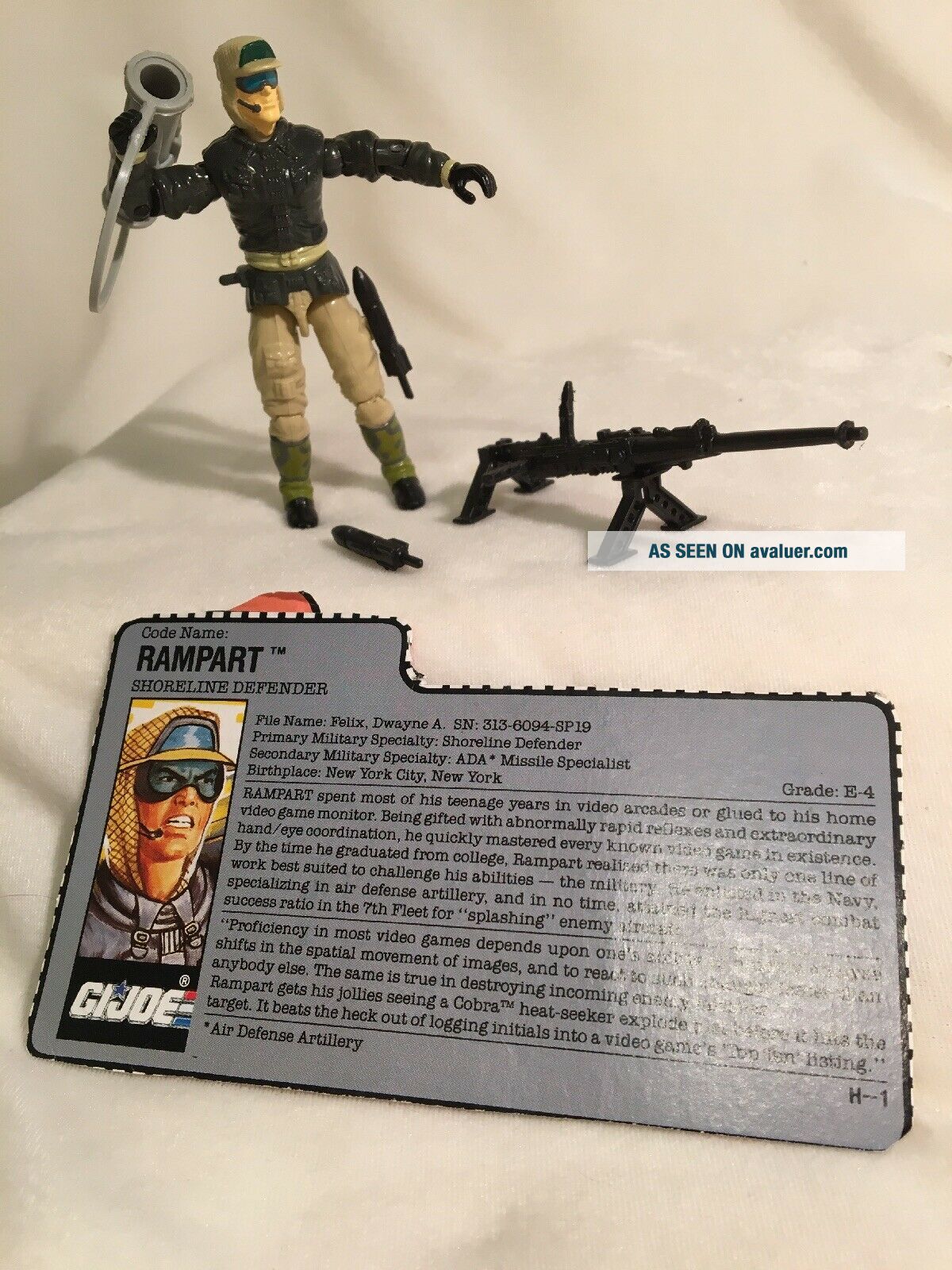 GI Joe Rampart Figure COMPLETE W/Guns Missiles Launcher & File Card ...