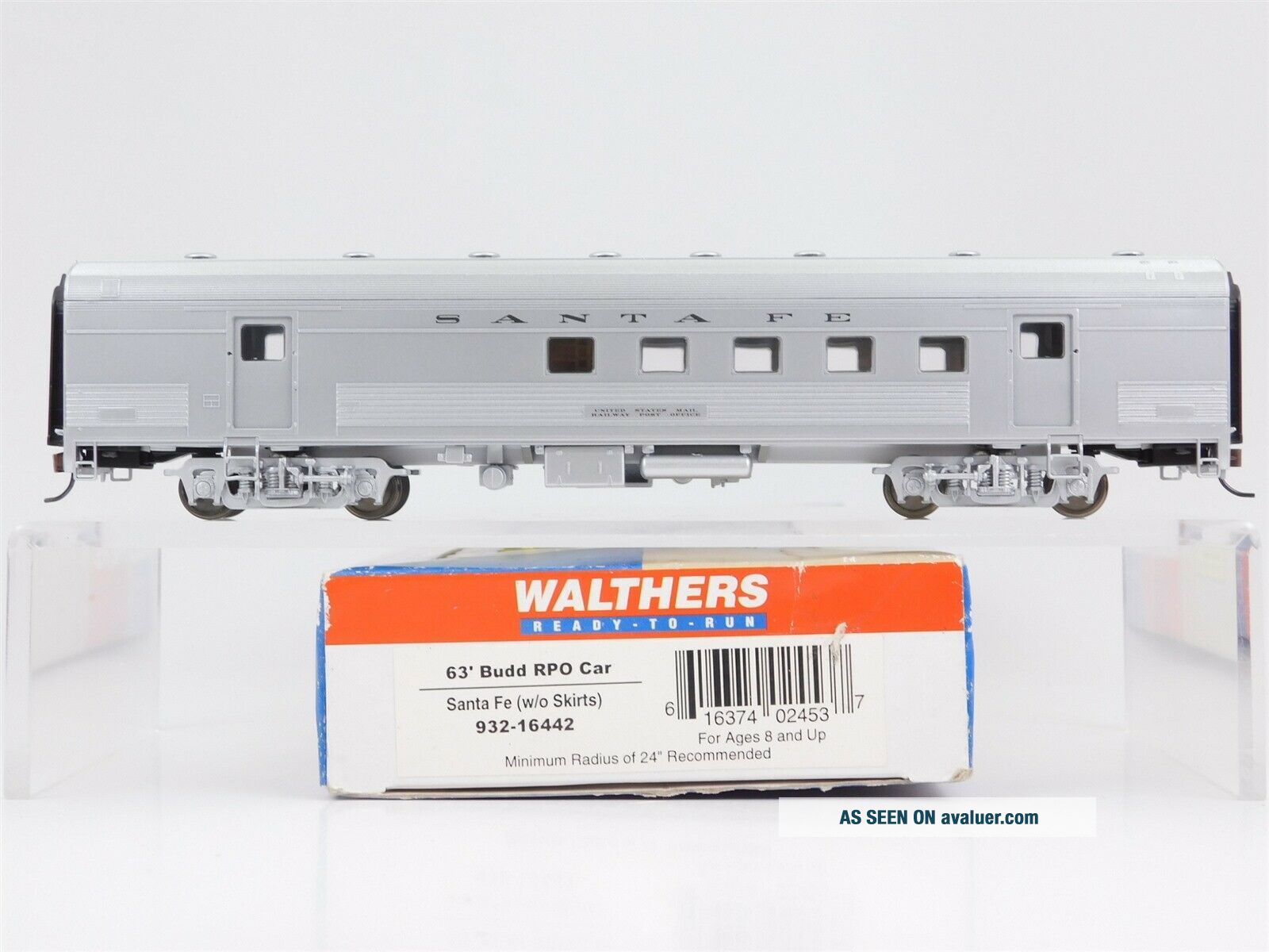 HO Scale Walthers 932 - 16442 ATSF Santa Fe 63 ' Budd RPO Passenger Car ...