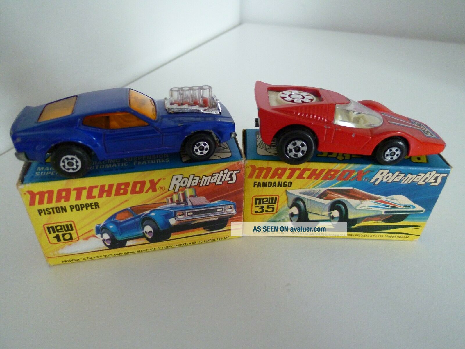 MATCHBOX SUPERFAST No. 10e MUSTANG PISTON POPPER & 35d FANDANGO BOXED ...