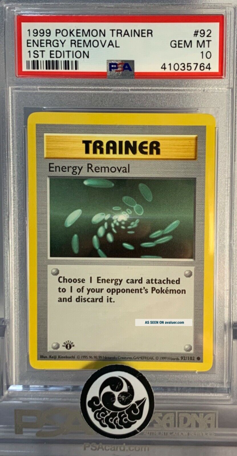 1999 TCG Pokémon Game Trainer Energy Removal 1st Edition 92 PSA 10 GEM ...