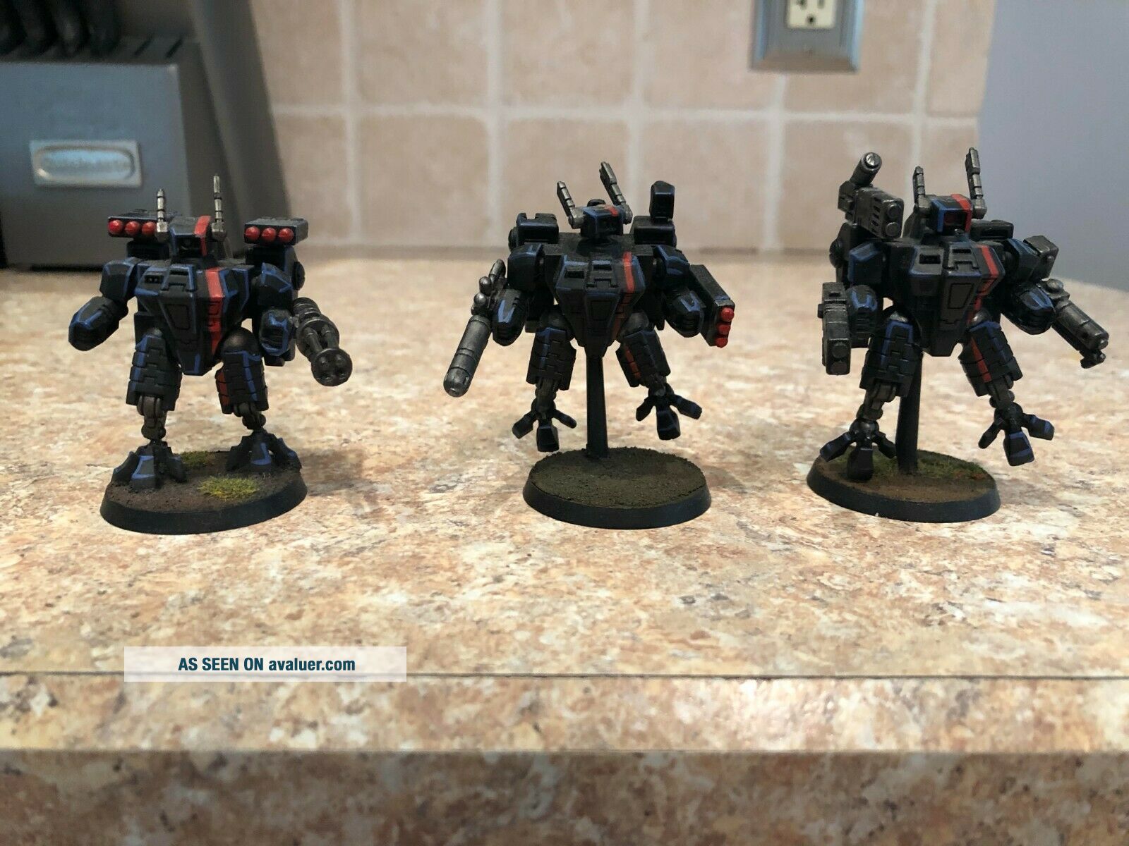 Warhammer 40k Tau Empire XV8 Crisis Battlesuits X3 Painted | #9595781