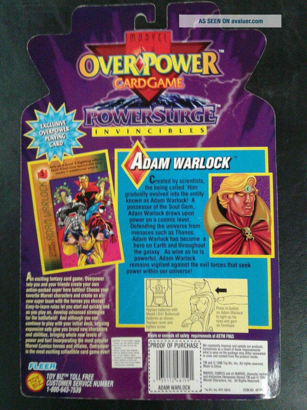 Marvel Over Power Card Game Toy Biz 1996 Adam Warlock Signed By Gil ...