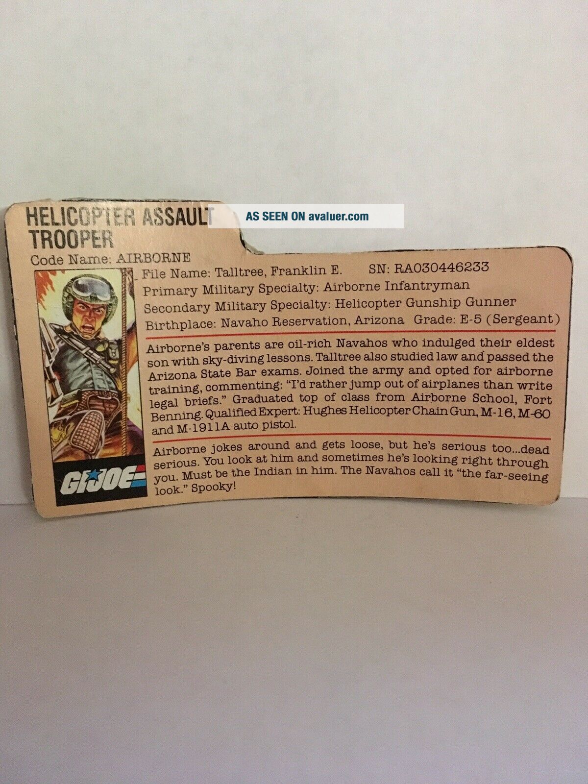 1983 G. I. Joe Airborne V1 Series 2 Torso Only Incomplete Missing ...