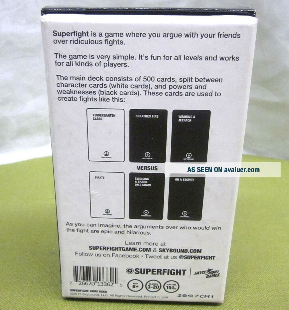 SUPERFIGHT Ridiculous Game Absurd Arguments Deluxe 500 Cards Skybound ...