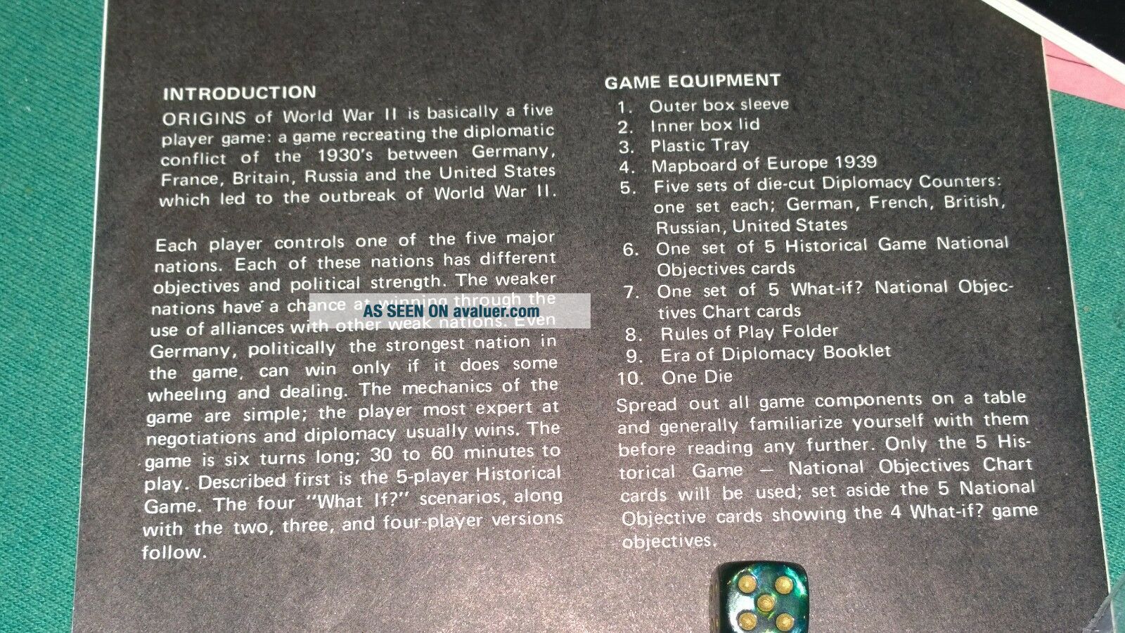 Origins Of World War II Avalon Hill Board Game Bookcase Politics Power ...
