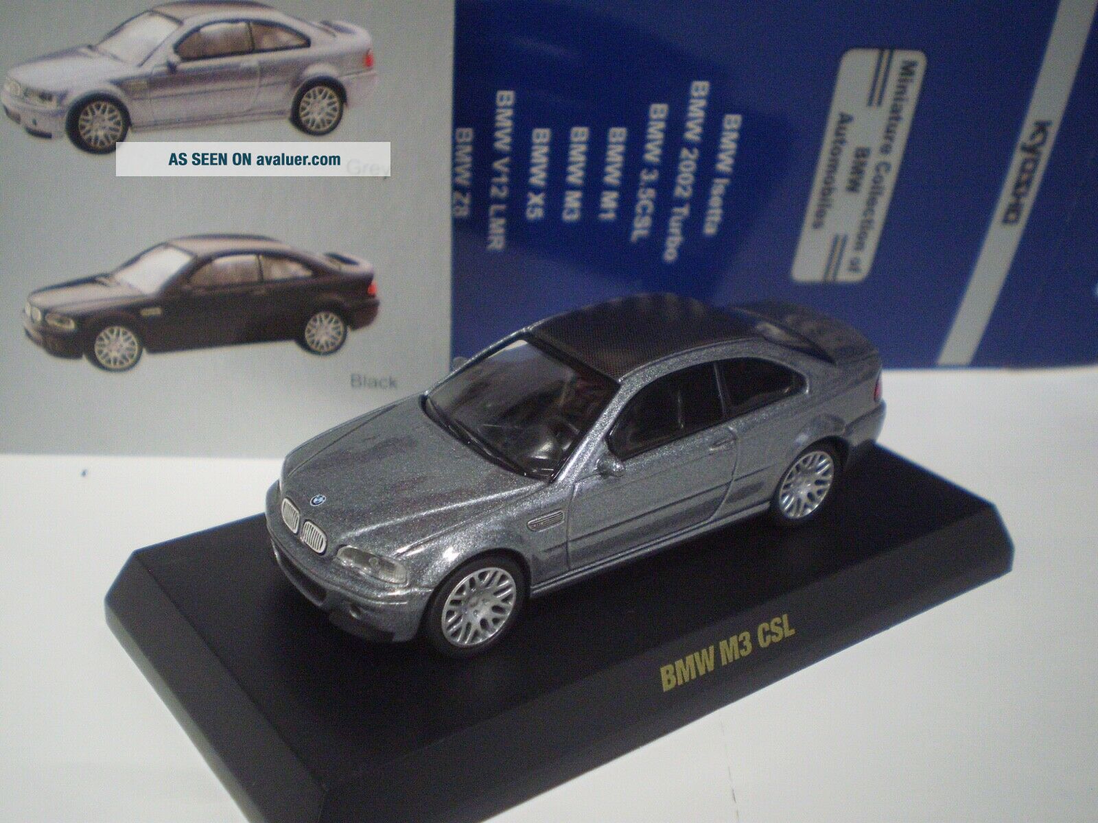 BMW M3 CSL E46 Gray Metallic/ Carbon Roof Kyosho 1:64 Scale Die - Cast ...