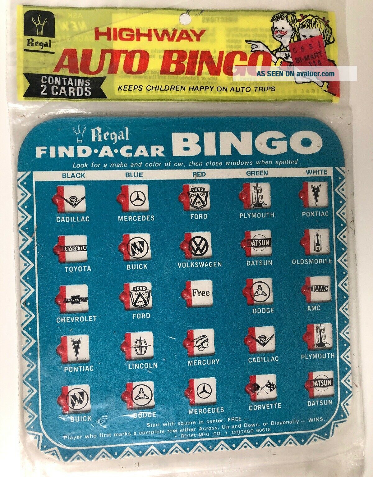 Highway Auto Bingo Two Cards Travel Game Regal Vintage Never Opened ...