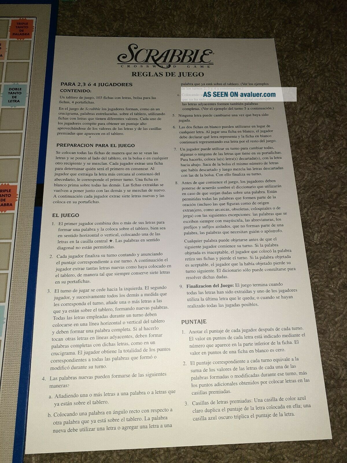SCRABBLE EDICION EN ESPANOL BOARD GAME Spanish Edition Complete | #9845637