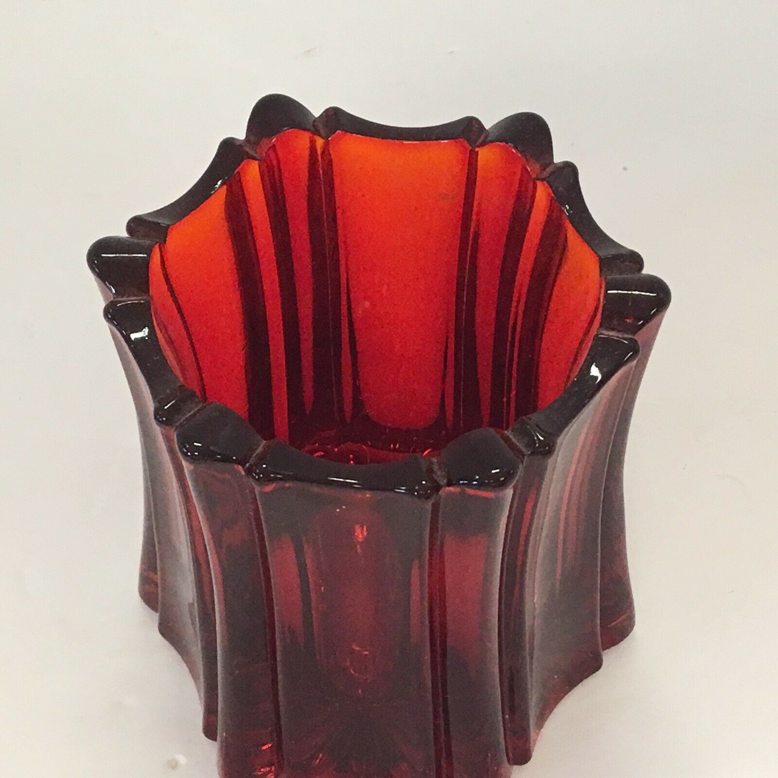 Vintage 1980 ' S Estate Ruby Red Fenton Heavy Glass Candle Holder ...