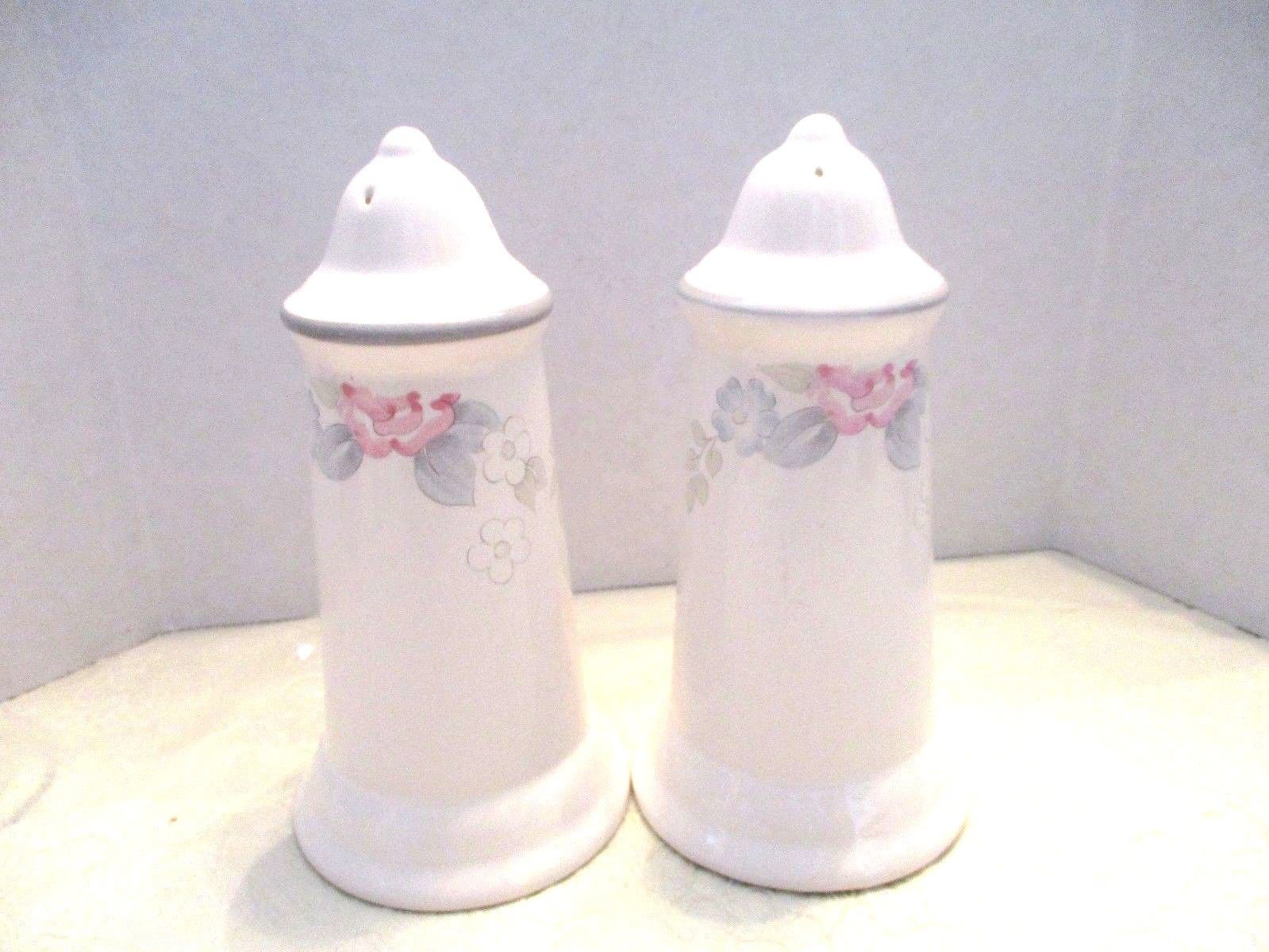 Pfaltzgraff Wyndham White Pink Flowers Stoneware Salt And Pepper ...