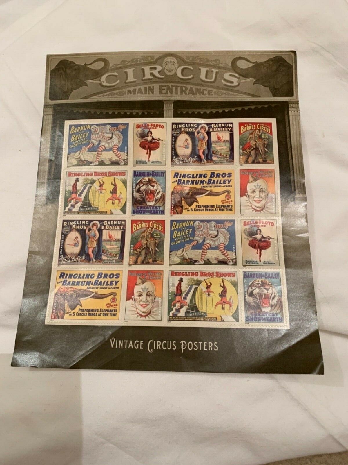 Vintage Circus Posters USPS Forever Stamps Sheet Of 16 Postage Stamps ...