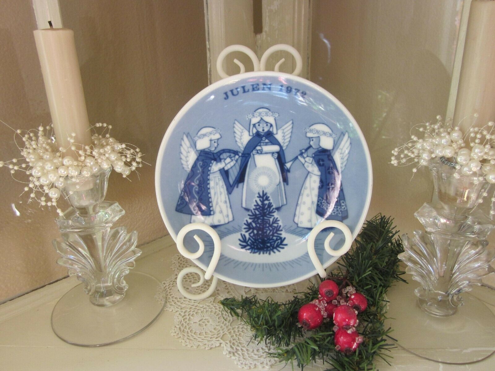 Vintage Julen 1972 LE Christmas Plate Porsgrund Norway 3 Angels Holiday ...