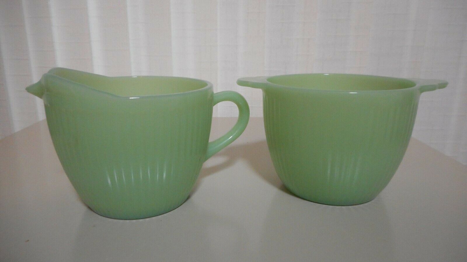 JADEITE FIRE KING JANE RAY CREAMER AND SUGAR SET | #23140394
