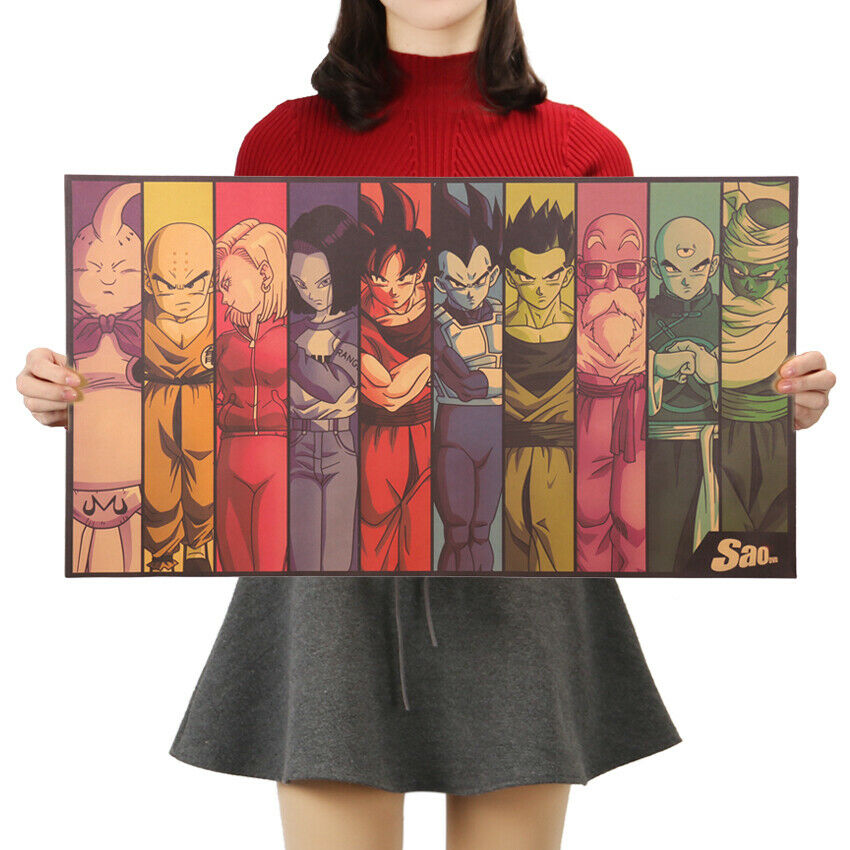 Vintage Cartoon Anime Dragon Ball Z Goku Design Kids Room Home Poster ...