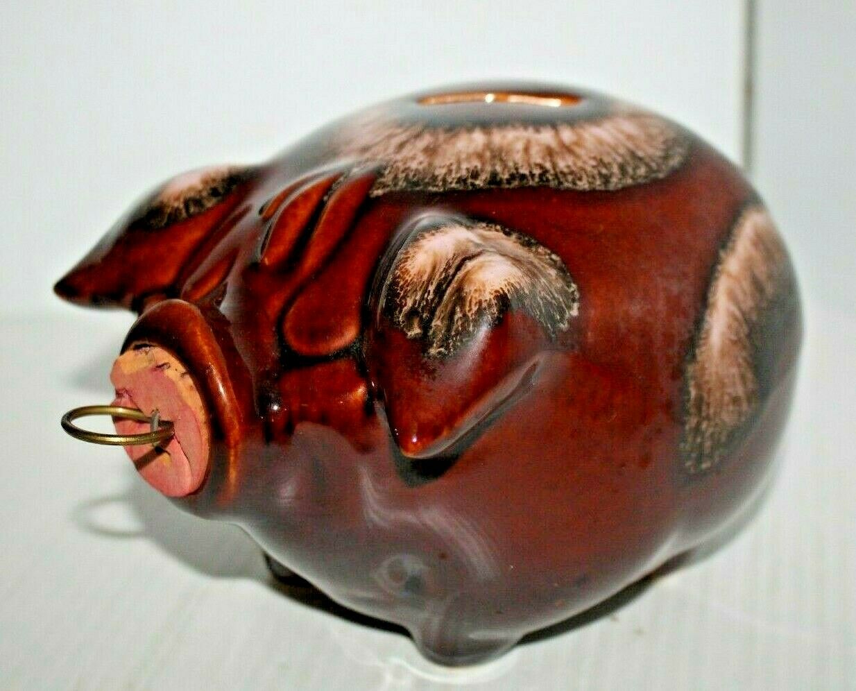 Hull Brown Drip Corky The Pig Piggy Bank With Cork, 1957 | #23055340