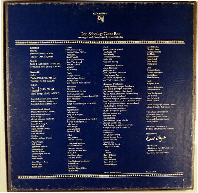 DON SEBESKY GIANT BOX - PAUL DESMOND AIRTO MILT JACKSON BOB JAMES ...