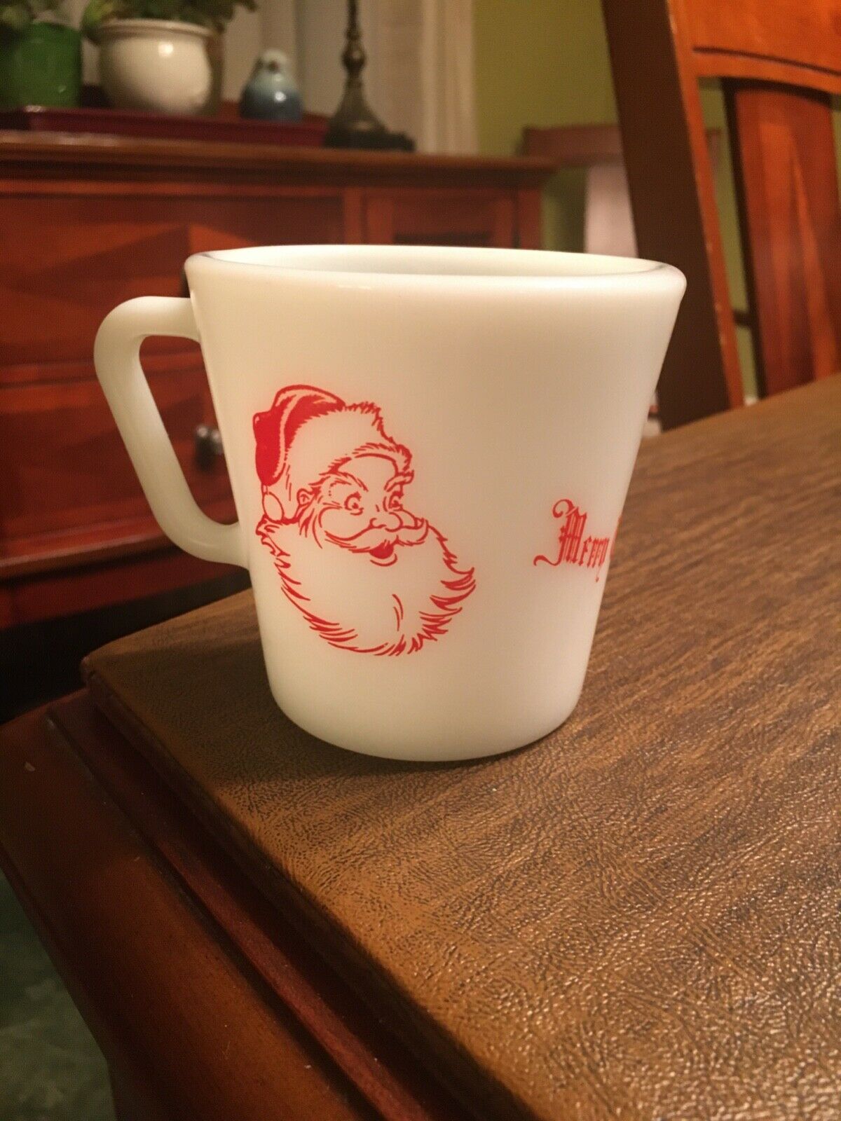 Vintage Pyrex Corning Glass Merry Christmas Santa Claus Coffee Mug ...