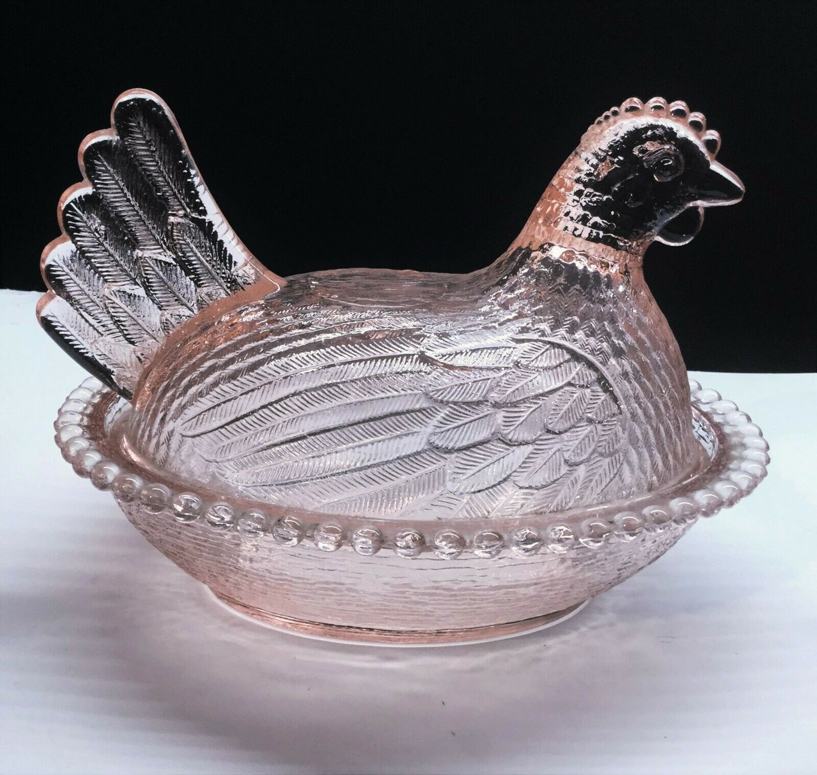 Vintage Indiana Light Pink Glass Chicken Hen On Nest Covered Dish ...