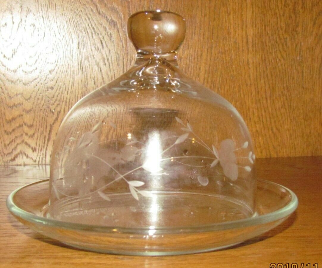 Princess House Clear Glass Heritage Round Butter/Cheese Dome Covered ...