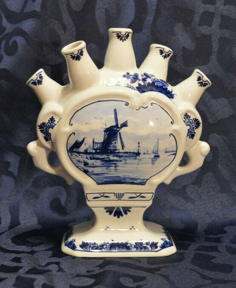 Royal Delft 1226 5 Finger Tulip Vase Holland Blue & White De ...