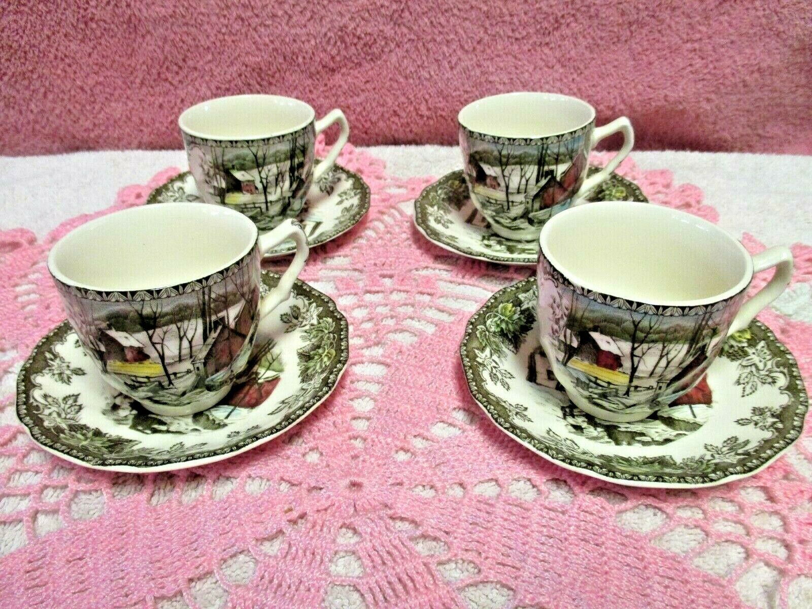 Johnson Brothers Friendly Village Ice House Demitasse Cups And Saucers ...