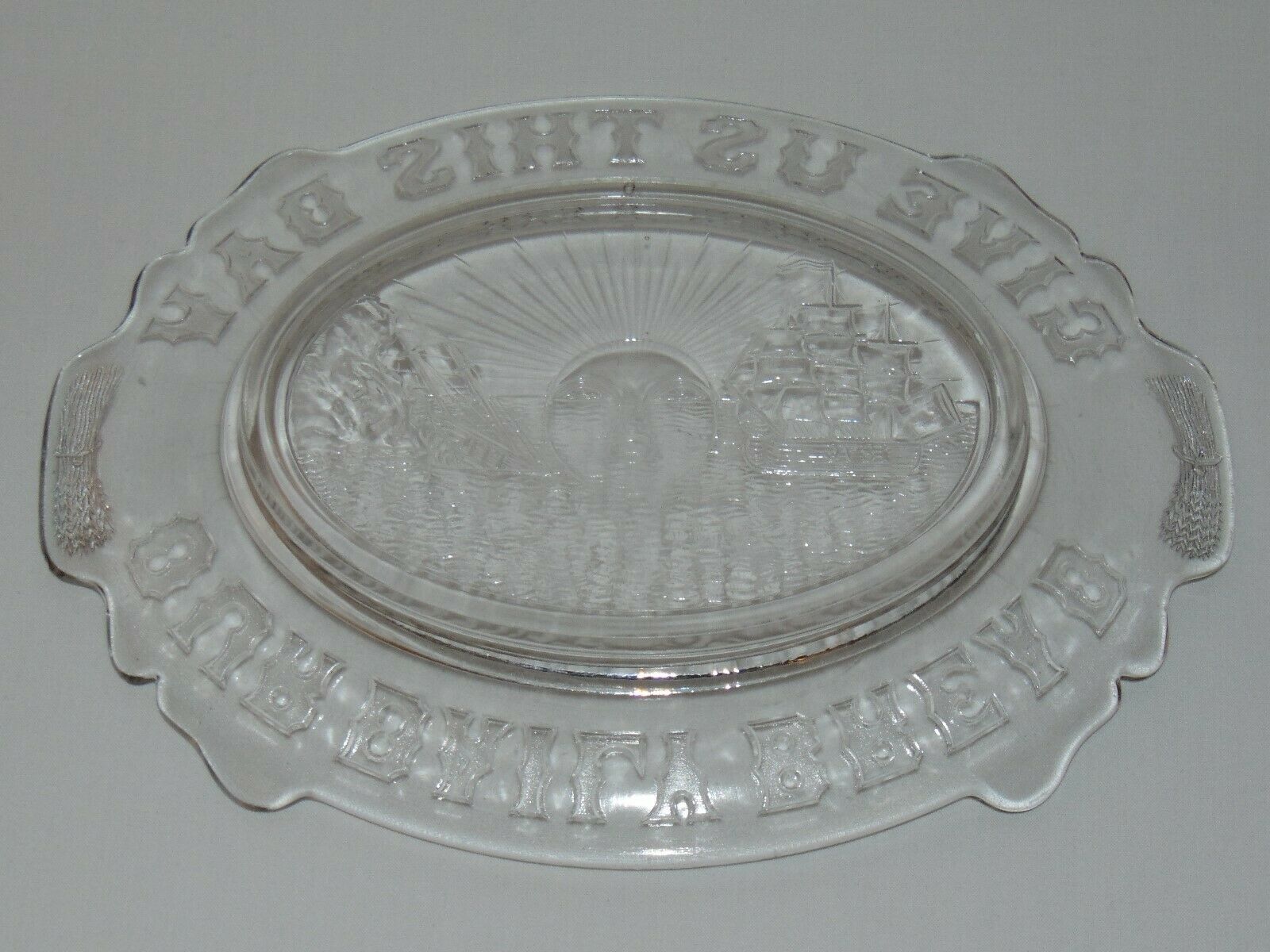 VINTAGE ANTIQUE EARLY AMERICAN PRESSED GLASS BREAD TRAY PLATE Eapg ...
