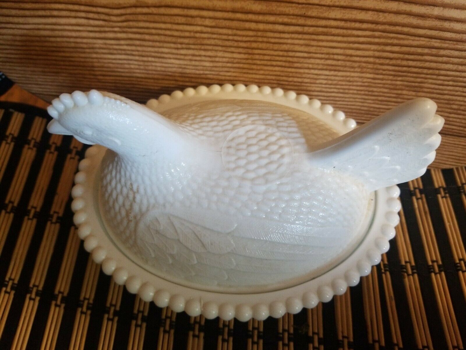 Vintage Milk Glass Hen Chicken Rooster On Nest Indiana Glass Covered ...