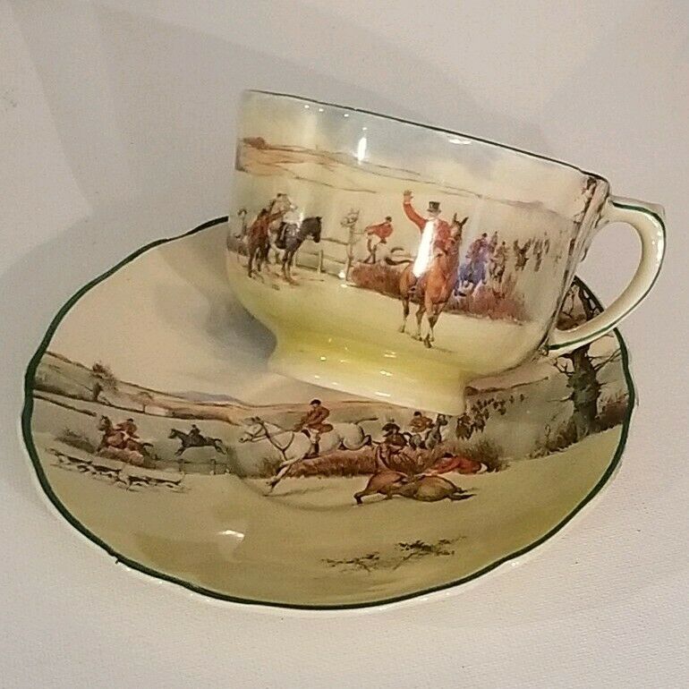 Vintage Royal Doulton Fox Hunting Pattern Tea Cup&Saucer D5104 Made In ...