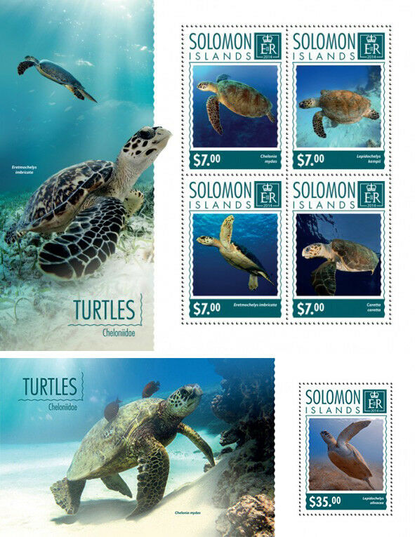 Turtles Schildkröten Reptiles Animals Marine Fauna Solomon Islands MNH ...