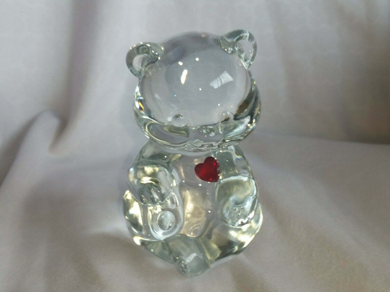 FENTON Crystal Glass Teddy Bear Figurine RED Heart January Or July ...