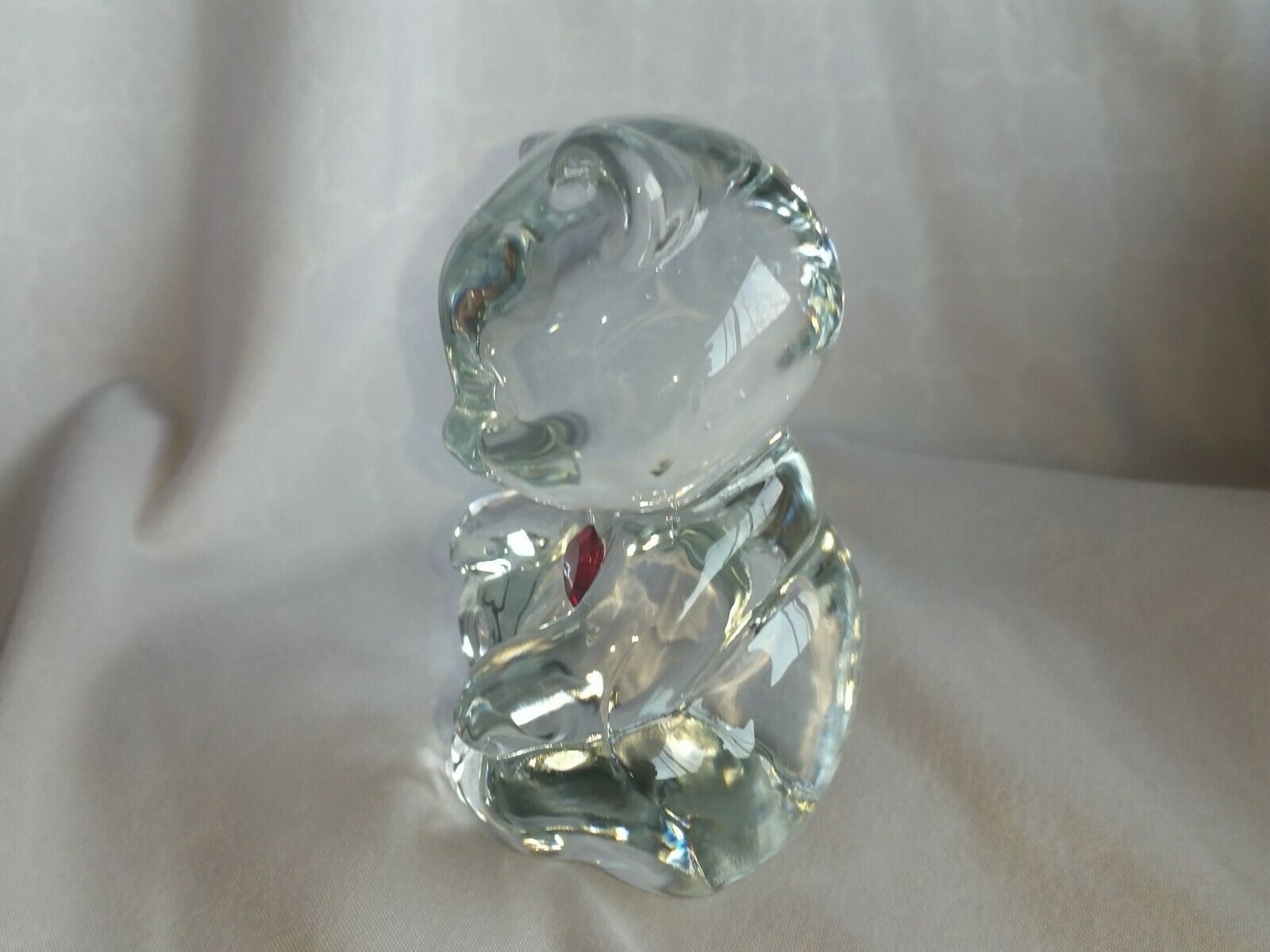 FENTON Crystal Glass Teddy Bear Figurine RED Heart January Or July ...
