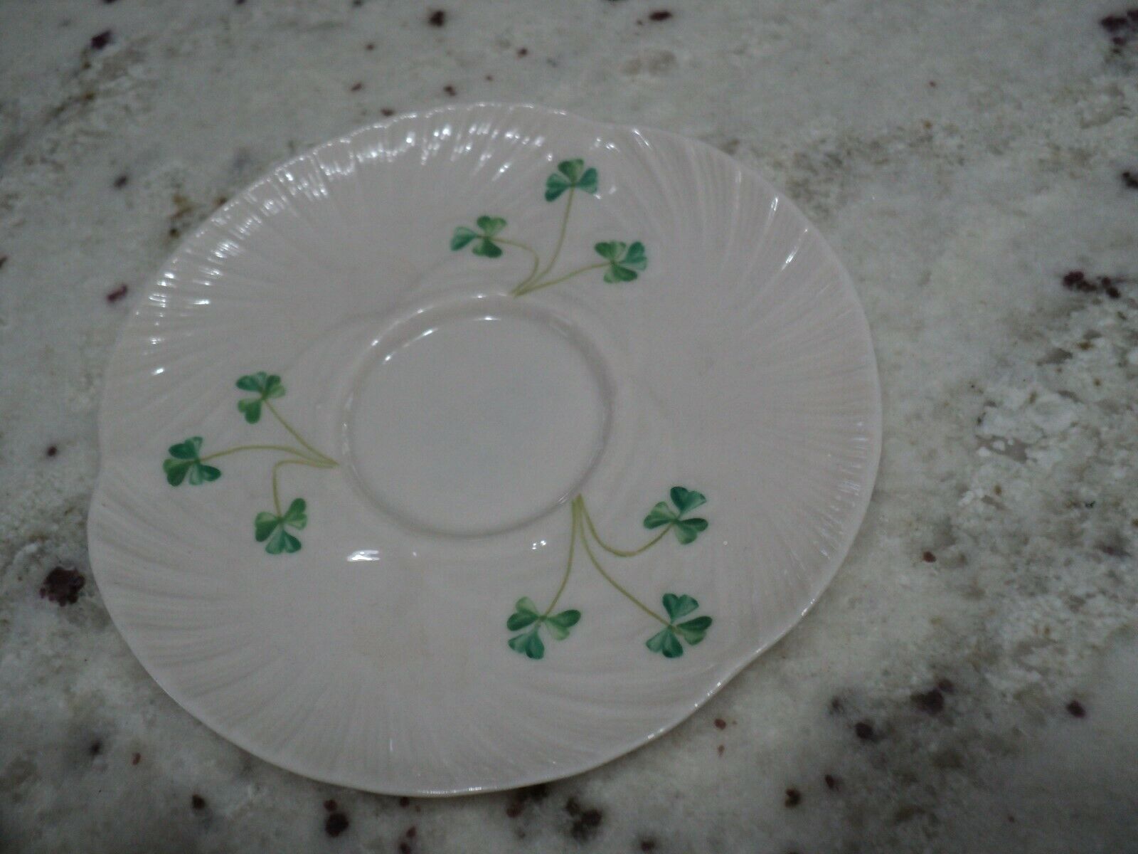 Irish Harp Shamrock Belleek Green Mark Tea Cup And Saucer Set | #23326348