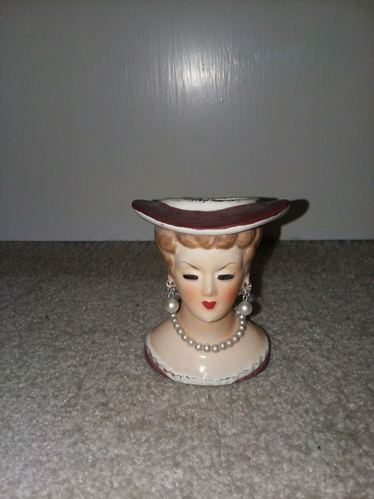 Vintage 1950 ' S Artmark Mini Lady Head Vase W/ Pearl Earings With ...