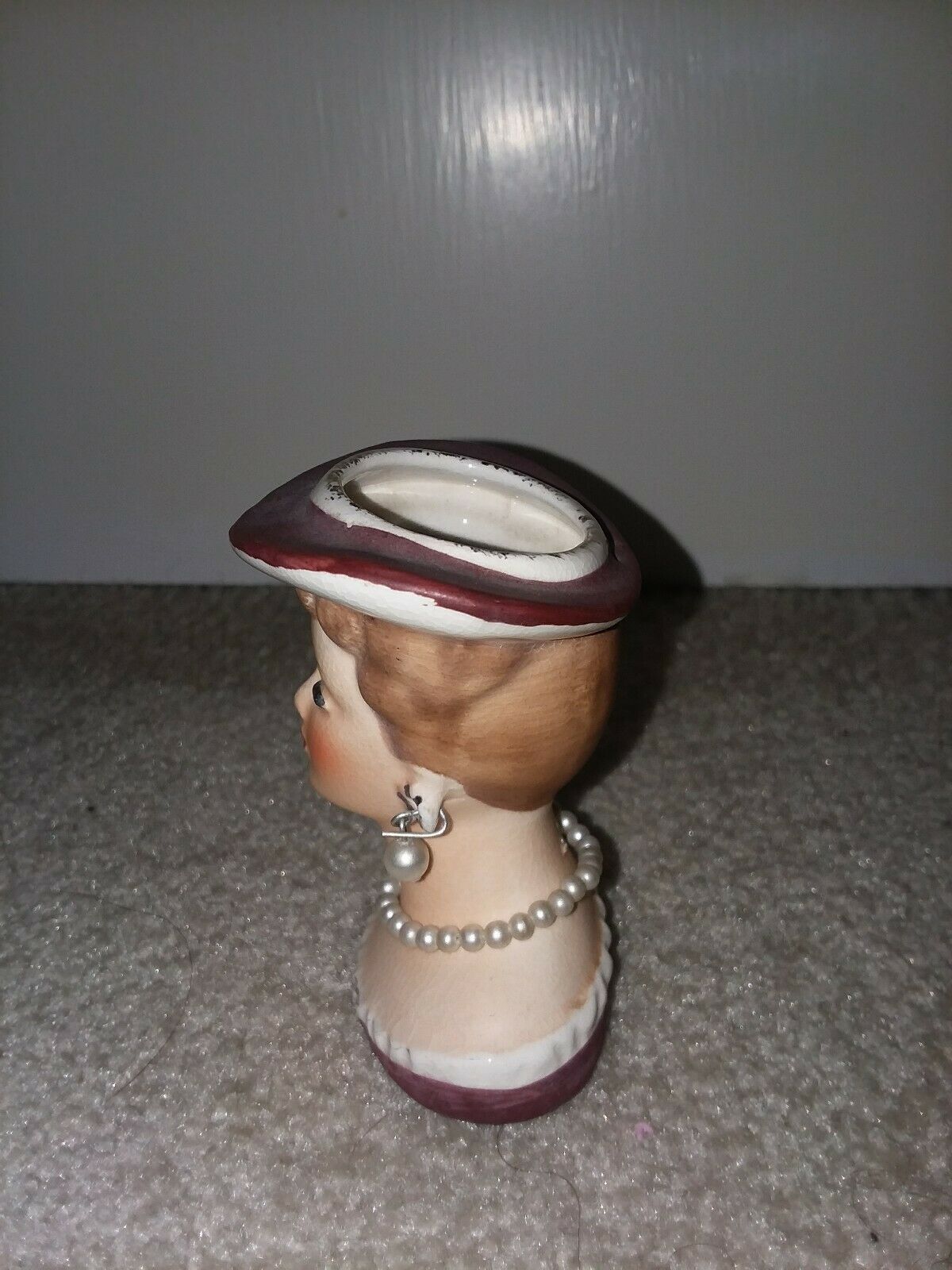 Vintage 1950 ' S Artmark Mini Lady Head Vase W/ Pearl Earings With ...