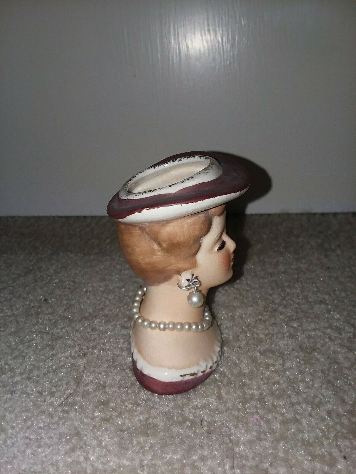 Vintage 1950 ' S Artmark Mini Lady Head Vase W/ Pearl Earings With ...