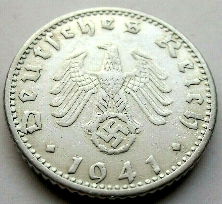 (57). GERMAN 3rd REICH 1941 D - 50 REICHSPFENNIG WWII COIN | #22852824